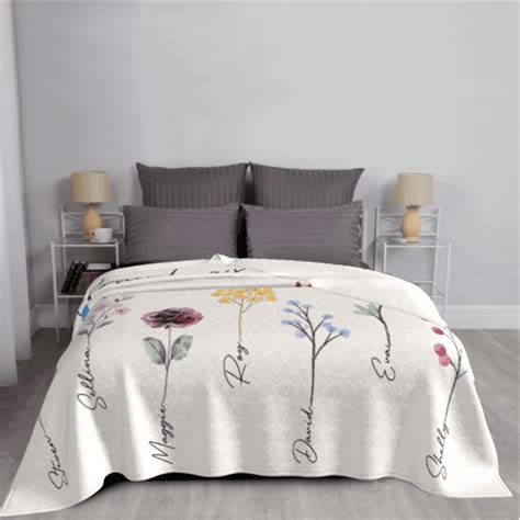 Personalized Grandmas Garden Blanket With Birth Month Flowers And