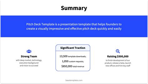 Summary Slide Pitch Deck Template Viewer Basetemplates