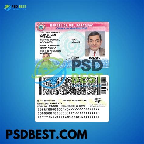 Paraguay Fake Id Card Fully Editable Psd Template Psd Best