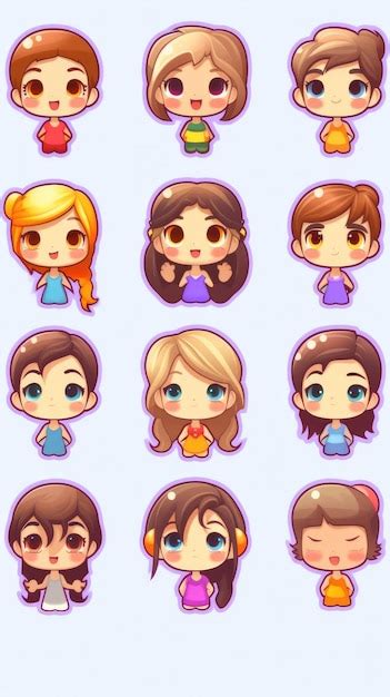 Premium Photo Cute Asian Girls Sticker Pack