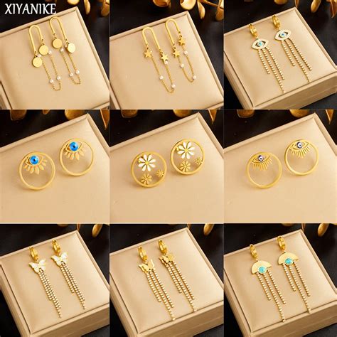 Xiyanike 316l Stainless Steel Circular Hollow Earrings For Women Gold
