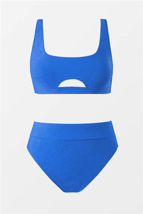 Jacquard Keyhole Bralette And High Waist Cheeky Bikini Set Cupshe Au