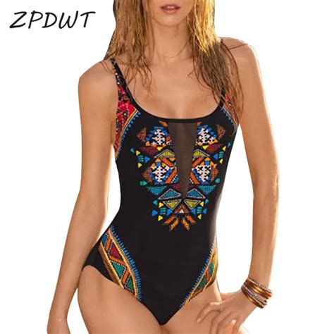 Black Women One Piece Swimsuit Push Up Bathing Suit High Cut Monokini
