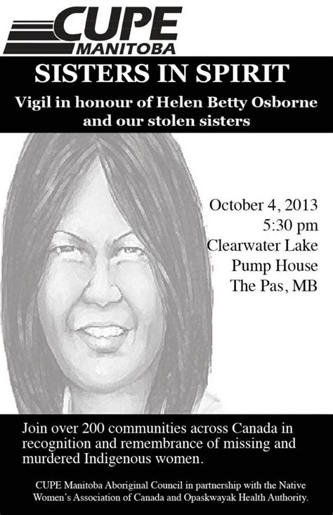 Vigil For Missing And Murdered Aboriginal Women The Pas Cupe Manitoba