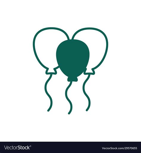 Balloons Helium Floating Line Style Icon Vector Image