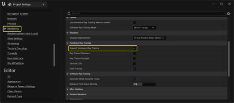 hardware ray tracing in unreal engine unreal engine 5 0 documentation