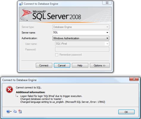 sql server fix error 17892 logon failed for login due to trigger