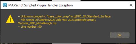 material pbr metalrough maxscript exception on startup autodesk