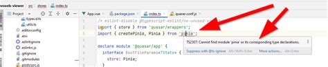 vue js cannot find module pinia or its corresponding type