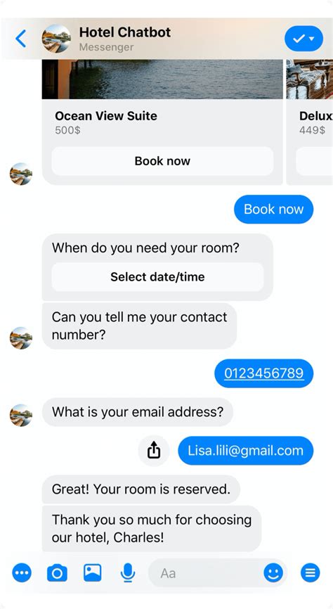 hotel simple chatbot for facebook messenger and website botstar