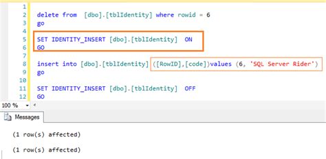 insert value to an identity column set identity insert sql server