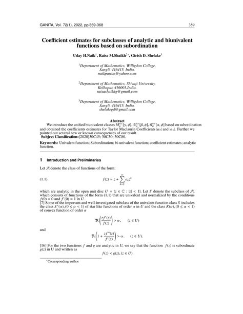 pdf coefficient estimates for subclasses of analytic and biunivalent