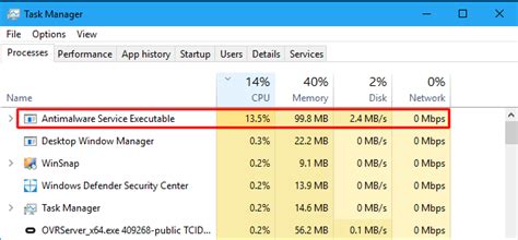 antimalware service executable high cpu 100 disk usage