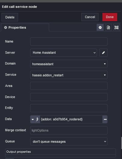 how to restart nodered in nodered flow itself node red home
