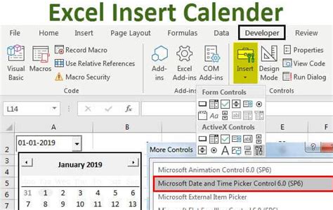 insert drop down calendar in excel 365 64 bit