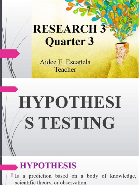 Research 3 Quarter 3 Lesson 2 Hypothesis Testing Pdf Statistical