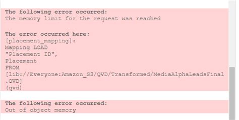 solved saas error memory limit for request was reached d qlik