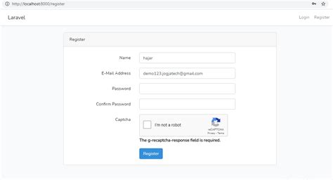 tidak dapat melakukan registrasi disaat tidak mengisikan