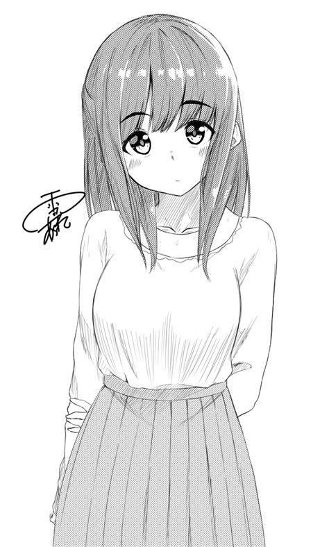 Safebooru 1girl Arms Behind Back Bangs Blouse Blush Closed Mouth