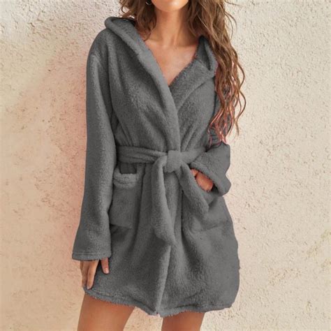 Tmgone Womens Long Robes Plush Fleece Nightgown Thick Winter Robe