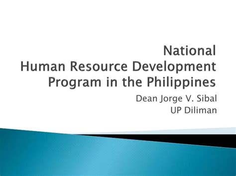 Ppt National Human Resource Development Program In The Philippines