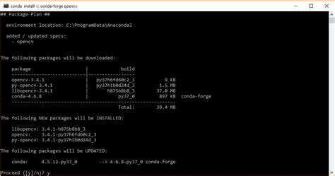 python how to install opencv via anaconda on windows