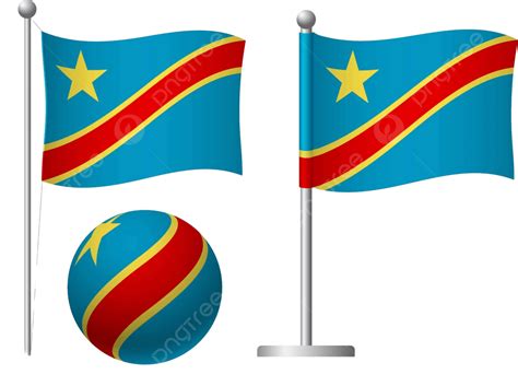 Illustration Of The Congos Democratic Republic Flag Mounted On A Pole