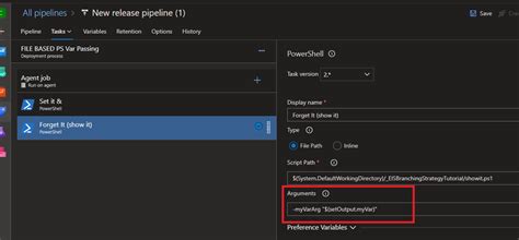 passing variables between powershell file tasks in classic azure devops
