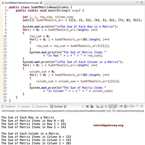 java program to find sum of matrix rows and column