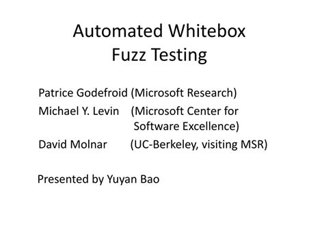 automated whitebox fuzz testing pdf