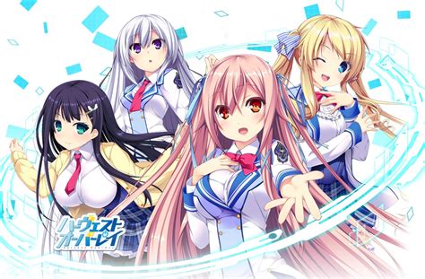 Black Hair Blonde Hair Blue Eyes Game Cg Giga Harvest Overray Logo Long