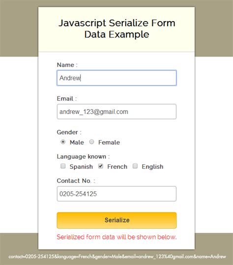 javascript serialize form data formget