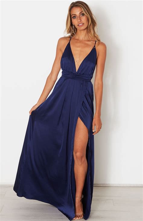Navy Blue Satin Maxi Dress Dresses Images 2022 Page 3