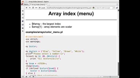 beginner perl maven tutorial 4 8 array indexes youtube