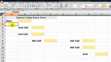 speed up data entry on excel forms by using named ranges youtube