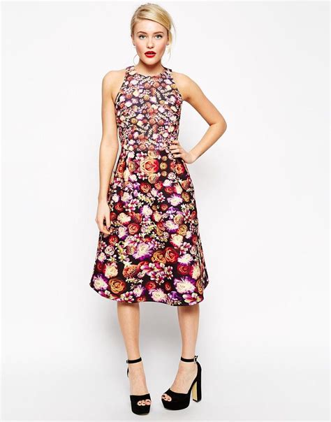 Image 1 Of Asos Midi Skater Dress In Bonded Floral Anna Dress Dress Me