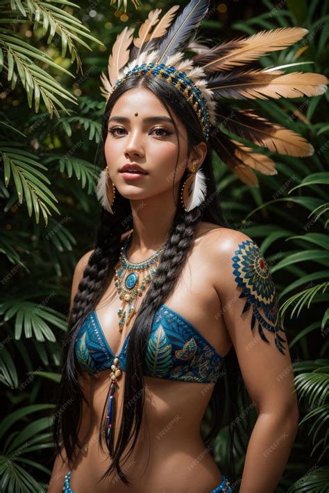 Premium Ai Image Beautiful Sexy Native American Woman In Traditional