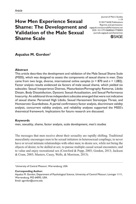 pdf how men experience sexual shame the development and