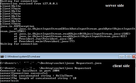 java socket programming getting error at the server side stack overflow