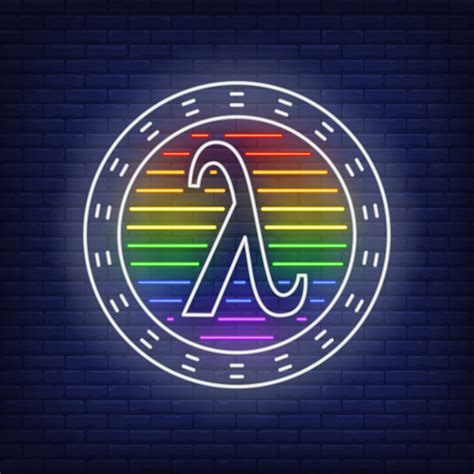 lambda in circle with lgbt colors neon sign vector free