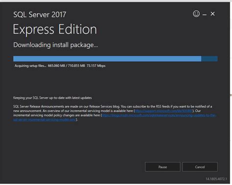 iteratively perfecting install of sql server express 2017