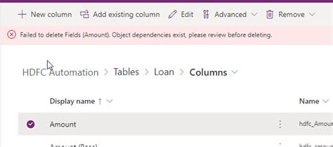 [solved] failed to delete fields xxx object dependencies exist