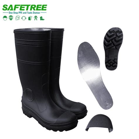 Safetree Black Pvc Safety Gumboots With Steel Toe Caps Safety Work