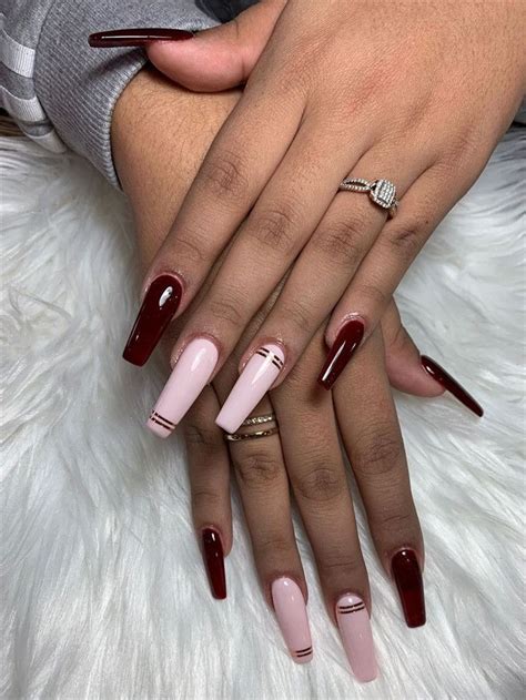 Long Coffin Burgundy Nails Ideas Burgundy Nails Nails Stylish Nails