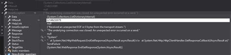 c received an unexpected eof or 0 bytes from the transport stream