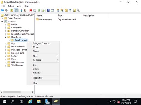 windows server 2019 active directory add organizational unit