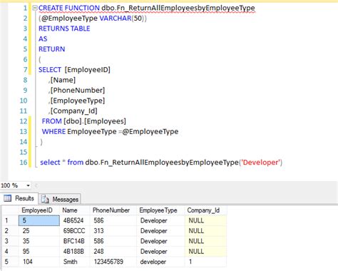 how to create and use a table valued function ~ learn sql concepts