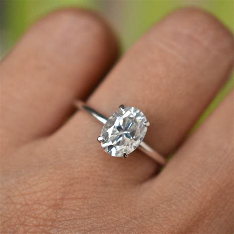 8x6mm Oval Moissanite Engagement Ring With Hidden Diamond Etsy
