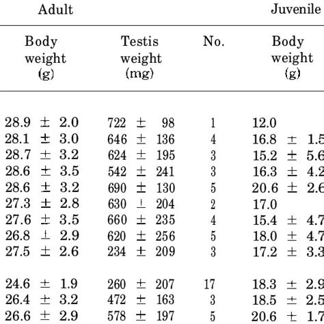 Mean Monthly Body And Testis Weights In Adult And Juvenile Apodemus