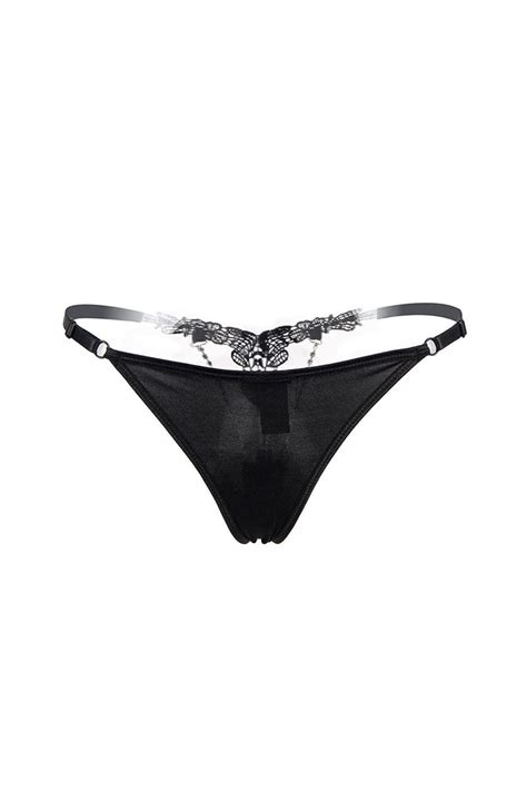 String Très Sexy Ouvert à Strass Noir Paris Hollywood Only Love
